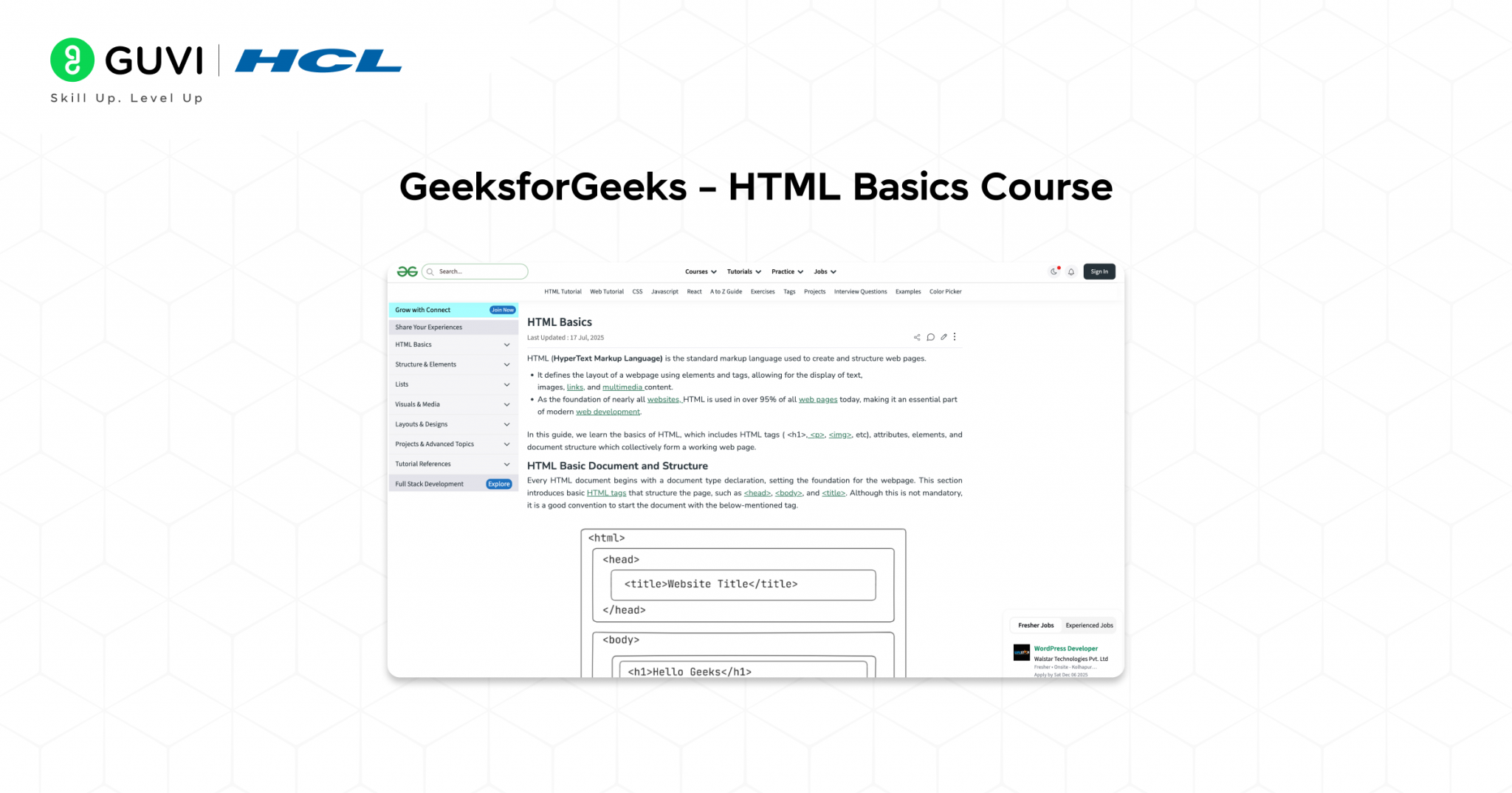Free HTML Course with Certificate
