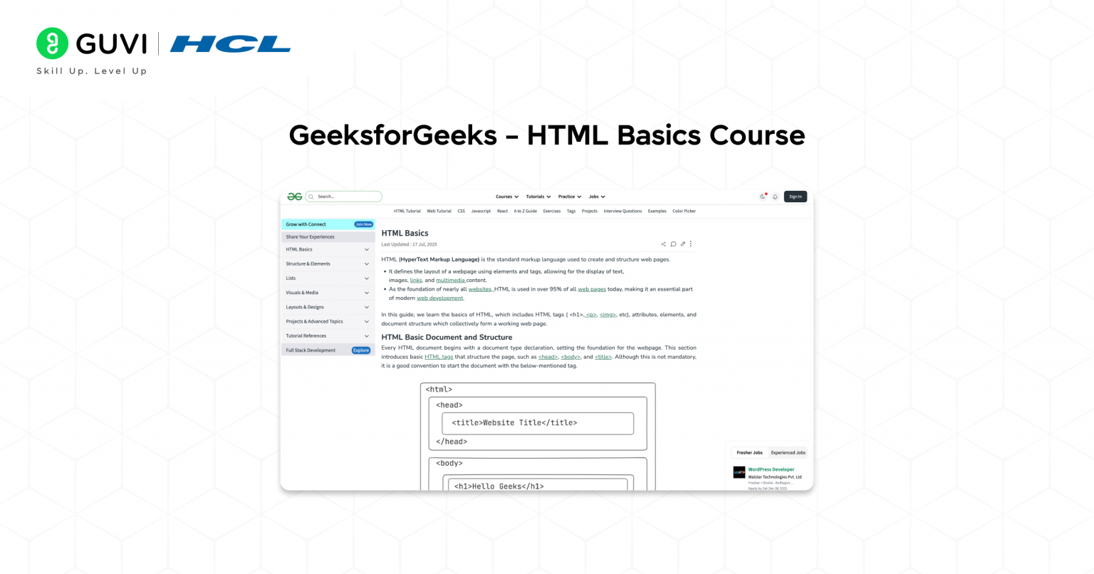 Free HTML Course with Certificate